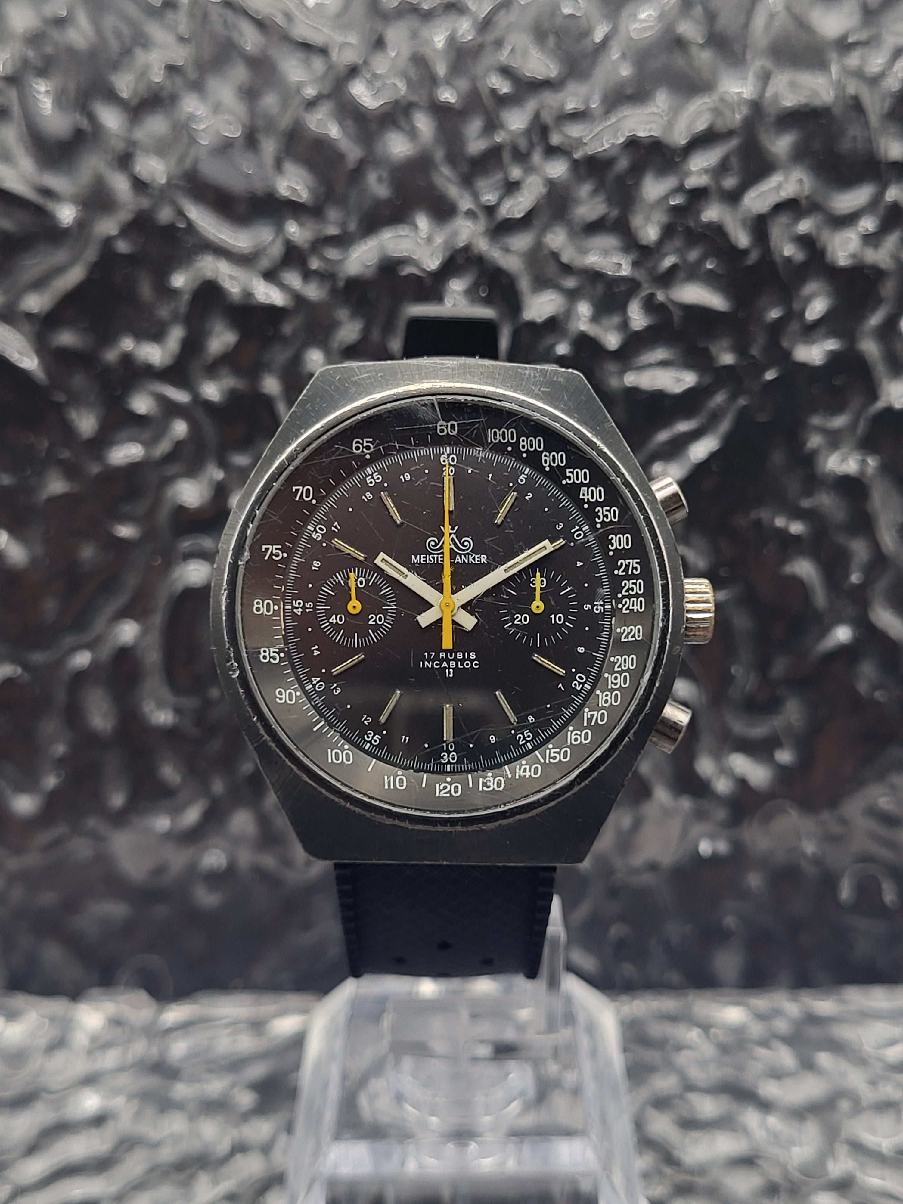 Meister Anker Chronograph - Cal. Valjoux 7733 - Black PVD Case – Red ...