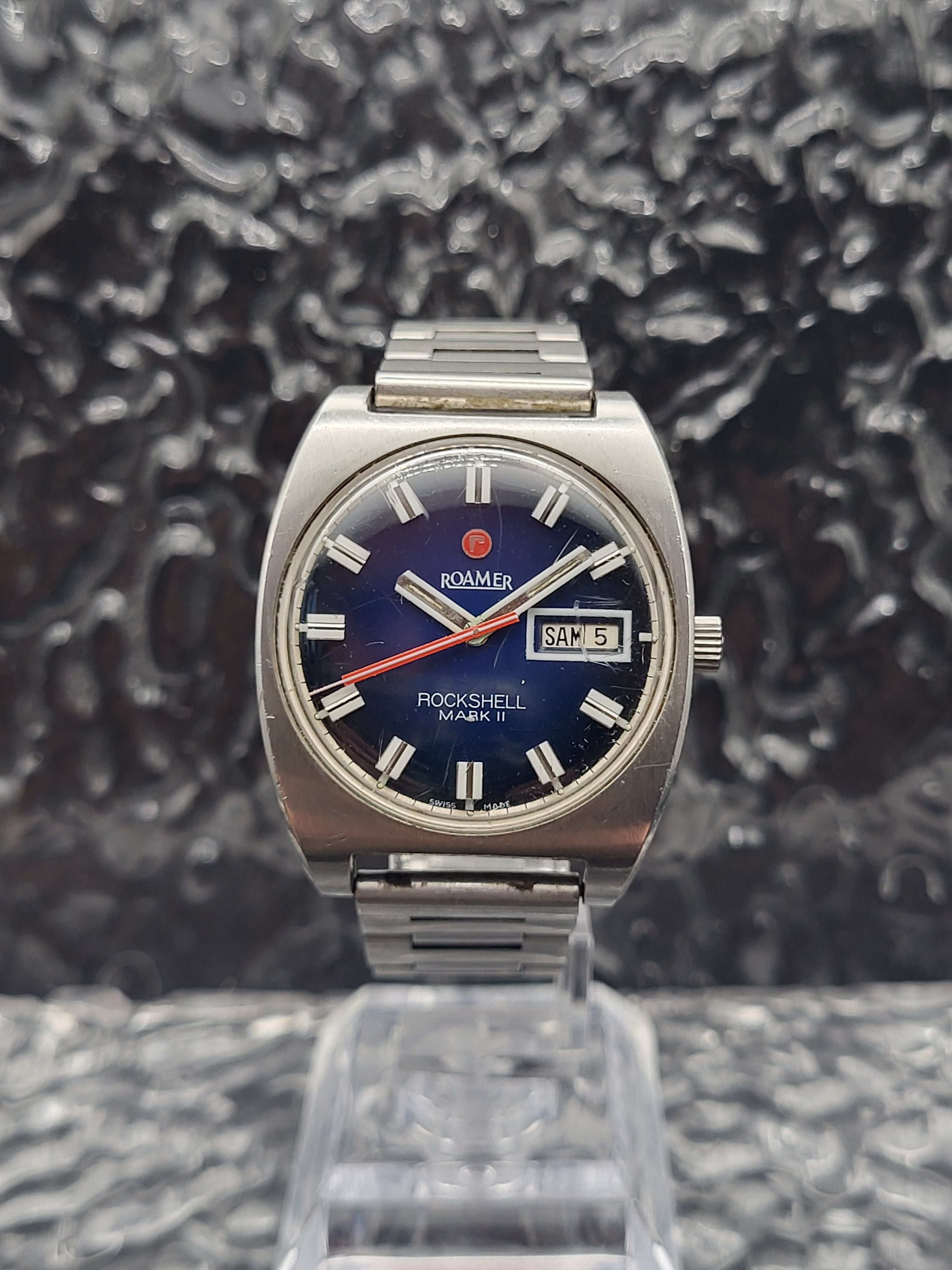 Roamer Rockshell Mark II Mark 2 Day Date Blue – Red Robin Watches