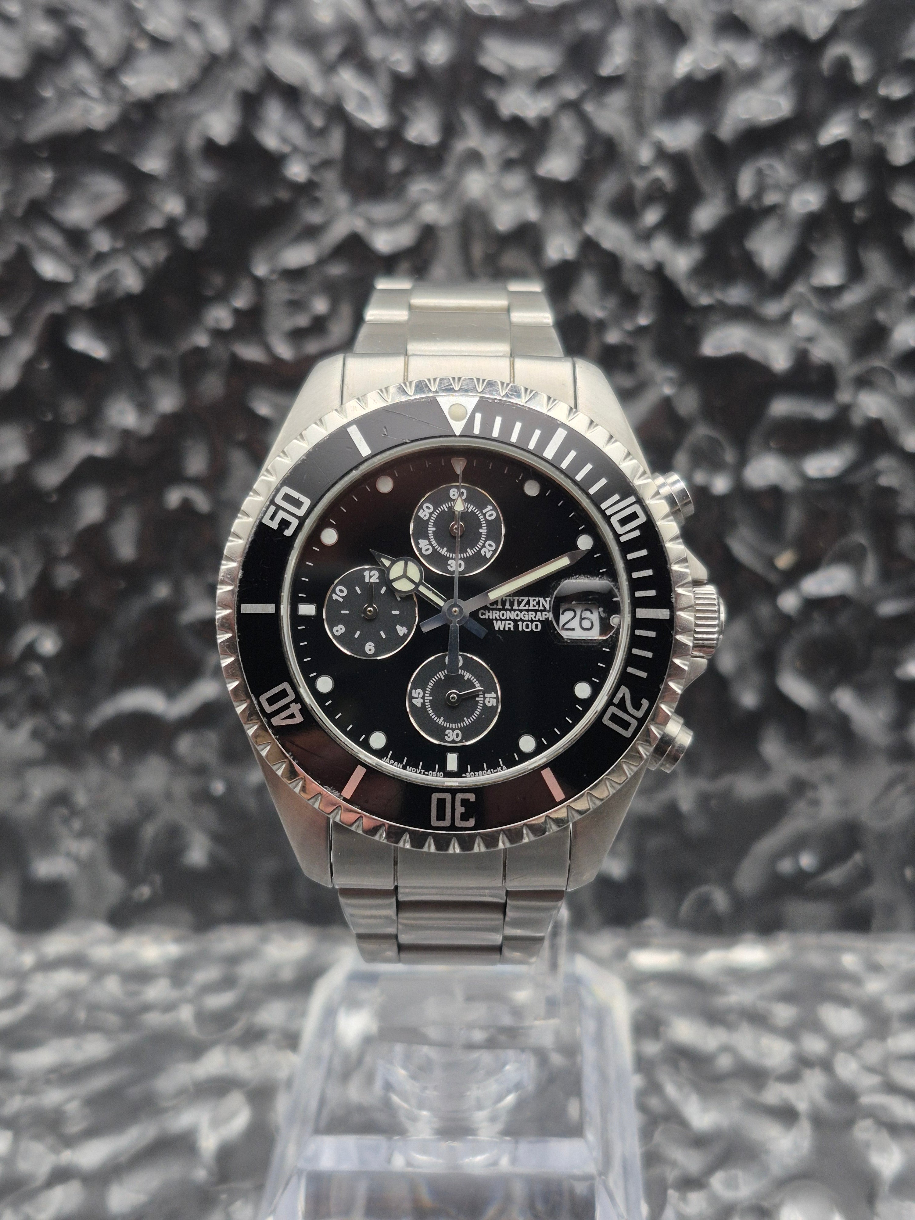 Citizen Quartz Chronograph Submariner Ref. AN3300-52E Diver Style – Red ...